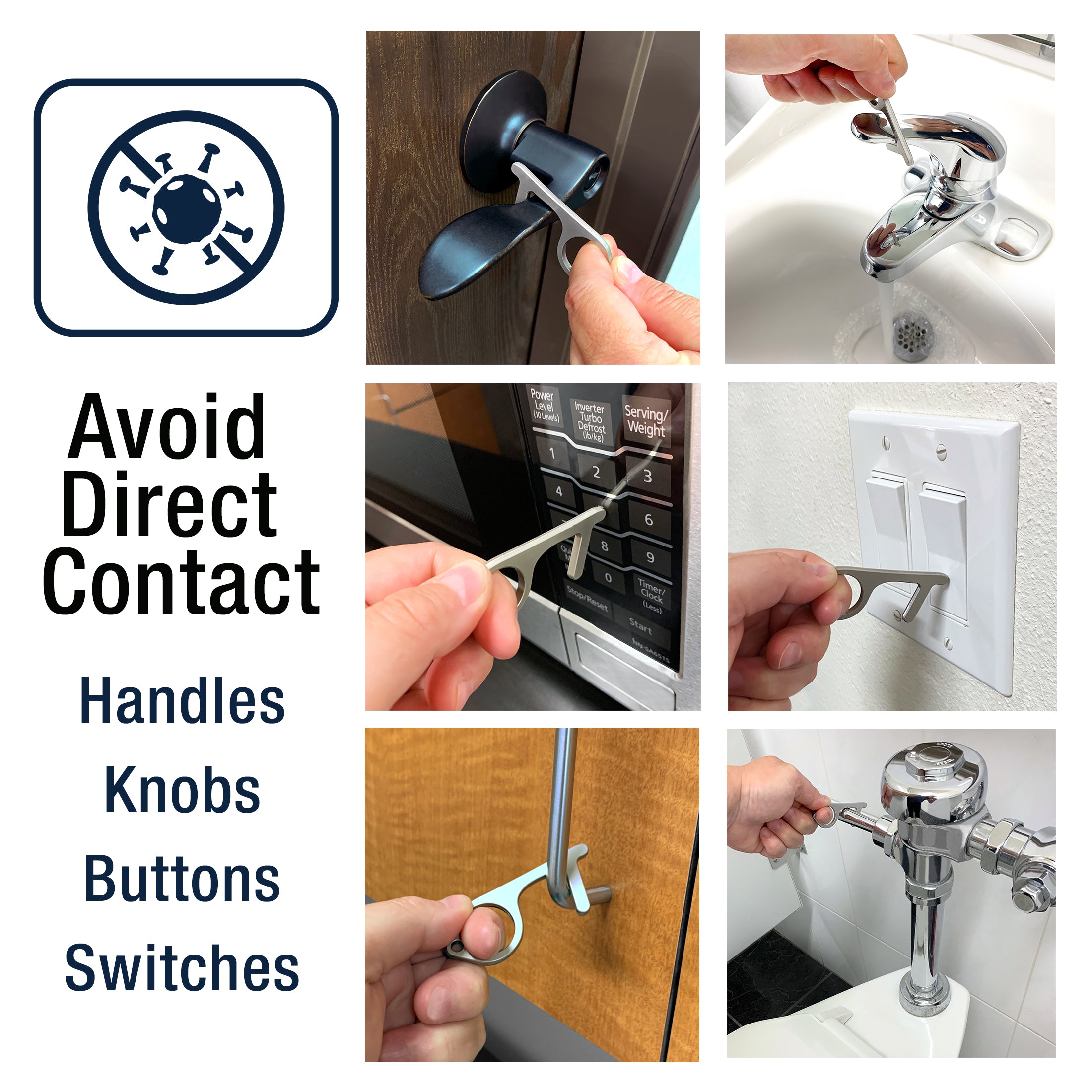 Eurow Touchless Tool Keychain – Contact-less Door Opener – 2-pack